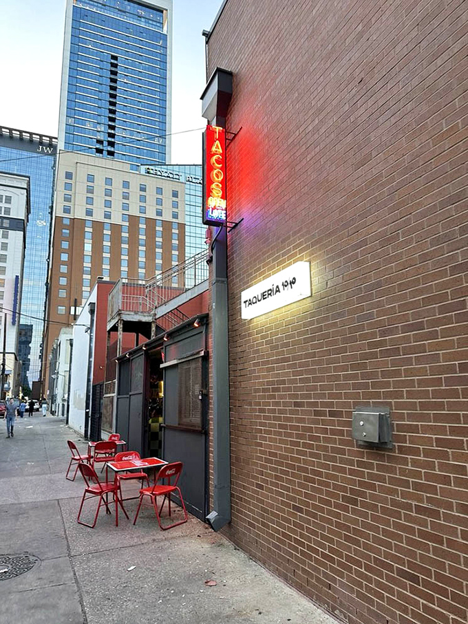 Outdoor seating extends the experience beyond four walls into Austin's beautiful weather.