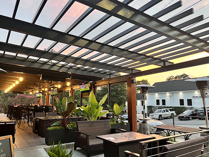 The outdoor patio: where fresh air, cold drinks, and good company create the holy trinity of dining pleasure.