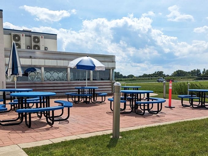 When the weather's nice, take your breakfast outside where the runway views add a side of adventure to your morning coffee.