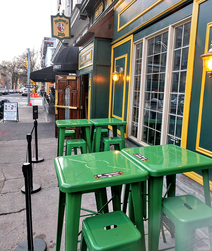 Those vibrant green tables outside aren't just furniture &ndash; they're front-row seats to Harrisburg street life and the perfect perch for people-watching with a pint.
