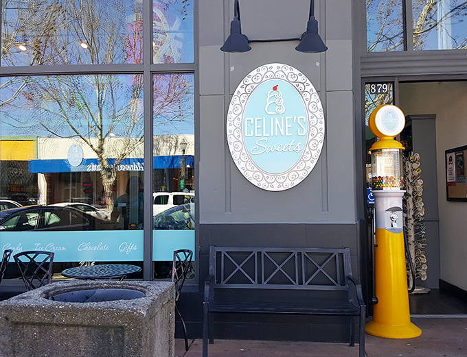 The perfect bench for that moment when you need to sit down and contemplate whether you've bought enough candy (spoiler: you haven't).