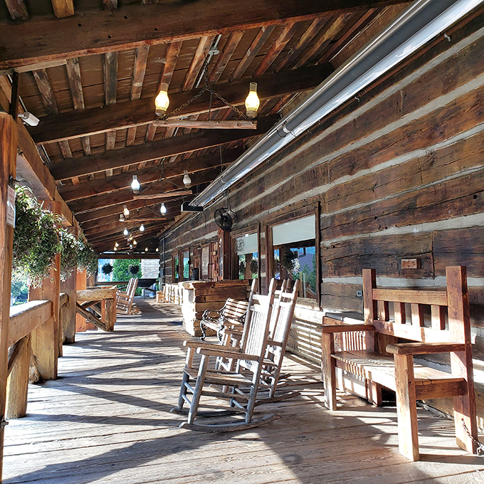 Rocking chairs on the porch invite you to sit a spell after breakfast. The perfect spot to contemplate how soon is too soon for second breakfast.