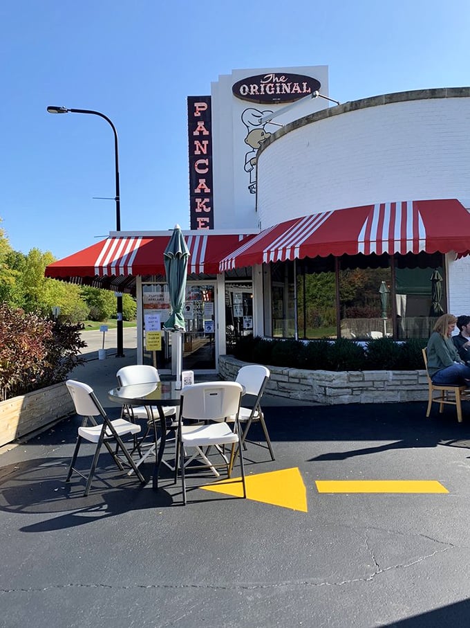 Even the outdoor seating area maintains that classic Walker Bros. charm &ndash; a perfect spot for people-watching while waiting for your table.