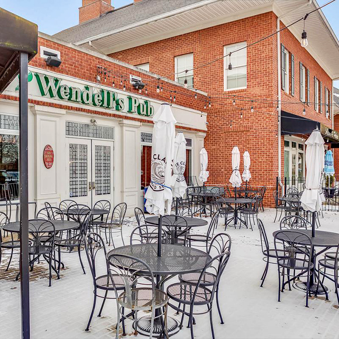 When Ohio weather cooperates, this patio becomes Westerville's most coveted outdoor dining real estate. 