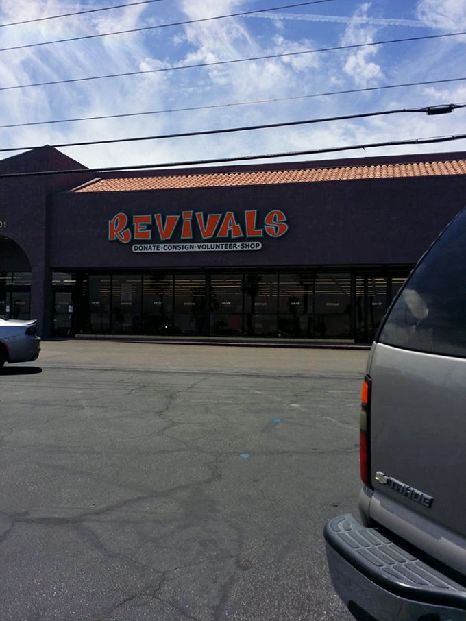 The "DONATE-CONSIGN-VOLUNTEER" sign tells the whole story. This isn't just shopping &ndash; it's community recycling with style points.