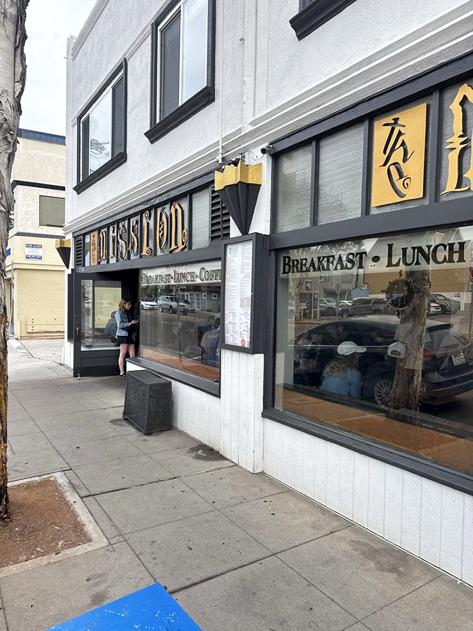 The Mission's storefront promises "BREAKFAST &bull; LUNCH" but secretly delivers something more valuable&mdash;a genuine California morning experience worth remembering.