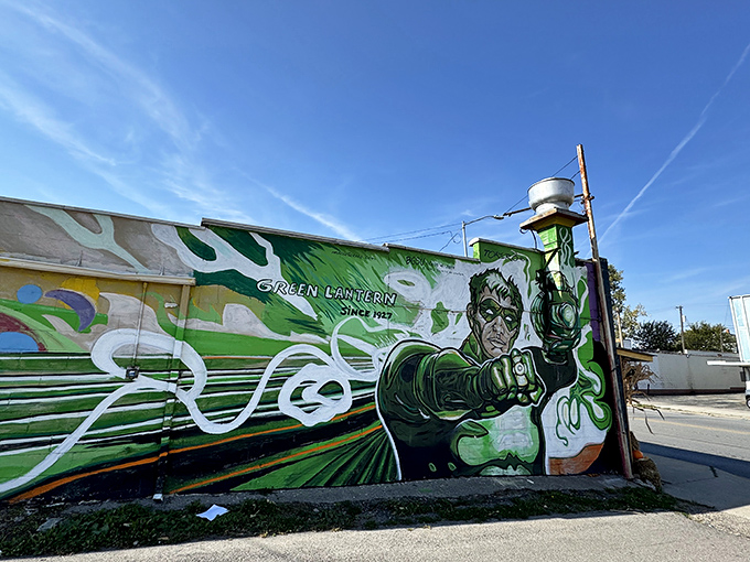 The exterior mural pays homage to its namesake superhero, though the real superpower here is turning hungry humans into happy ones.