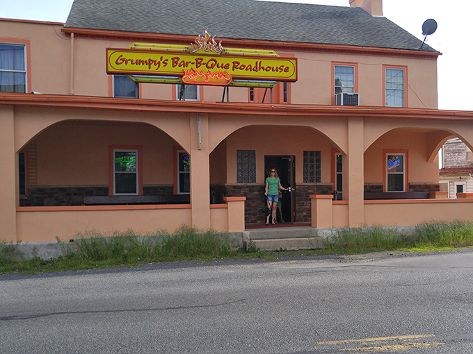From another angle, Grumpy's welcoming porch invites you to step inside and leave your diet plans at the door&mdash;calories don't count when smoke rings are involved.