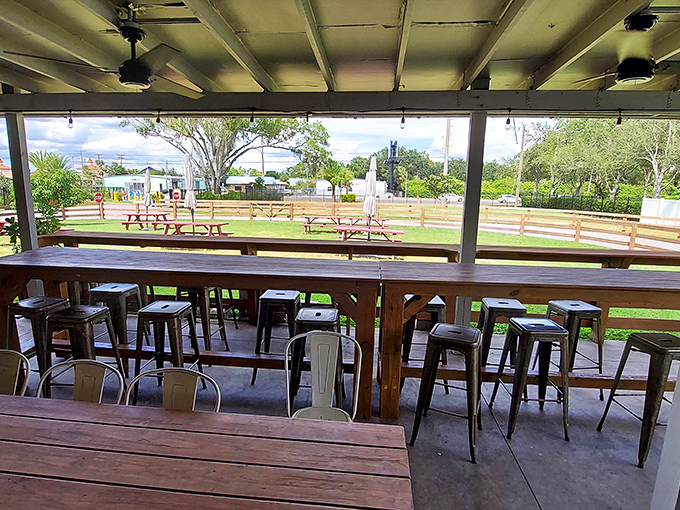 Counter seating with a view&mdash;where you can watch the farm while the farm-to-table concept comes full circle on your plate.