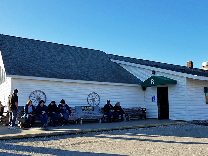 The wait outside Bill's on a busy night. When people willingly sit on benches in Michigan weather, you know what awaits inside is worth it.