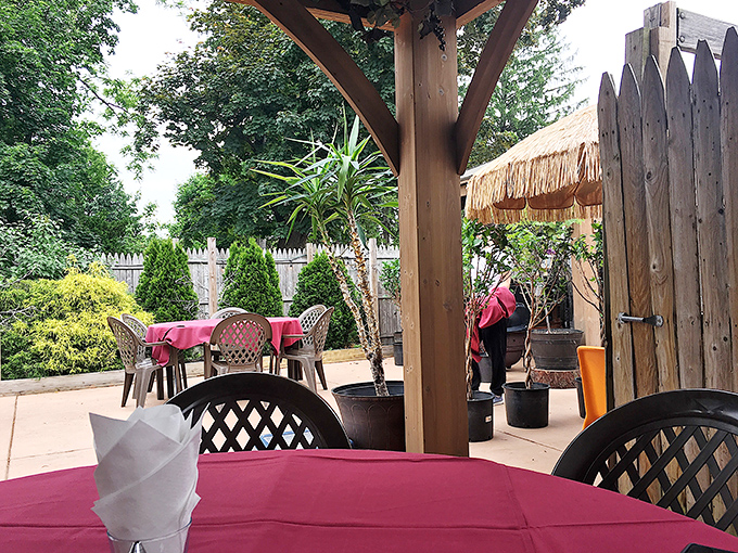 The outdoor seating area offers al fresco dining where every meal feels like a celebration under the stars.