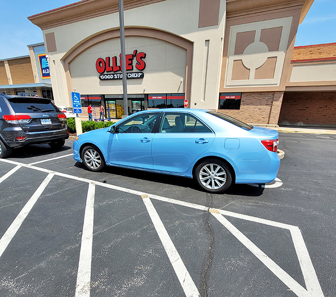 Parking lot victories begin here, where finding a spot is easier than choosing which bargains to leave behind.