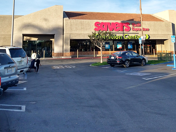 The parking lot: first stop on your journey to thrift enlightenment. Cars come empty and leave full, like a reverse Marie Kondo experience.