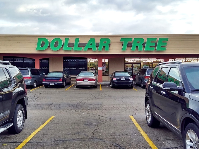 The pilgrimage parking lot where budget-conscious Madisonians gather. Even the asphalt seems to promise affordable adventures.