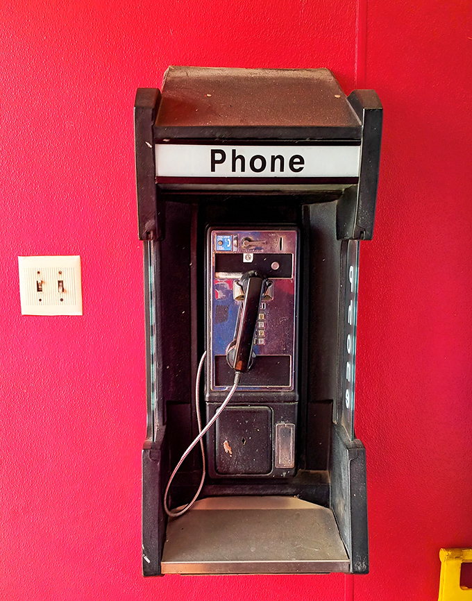 A payphone! Like finding a time machine next to your time-tested barbecue&mdash;some classics never go out of style.