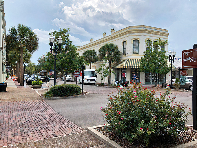 Brick streets and blooming flowers create the kind of downtown that makes you want to open a quirky bookstore just to be part of it all.