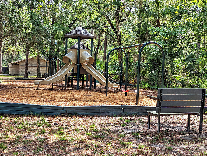 A playground where kids can burn off energy while parents enjoy the radical concept of sitting down for five consecutive minutes.