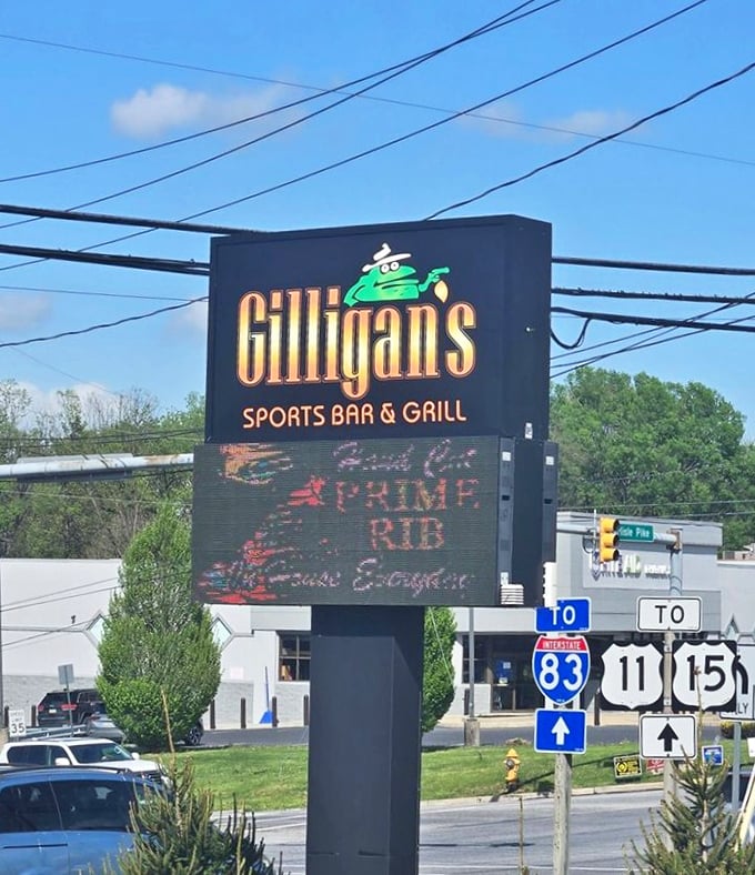 The roadside sign proudly announces what locals already know: this is prime rib territory, and you've just found the capital.