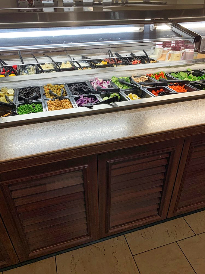 The salad bar's rainbow of fresh ingredients proves that at Dutch-Way, even the healthy options are prepared with care and presented with pride.