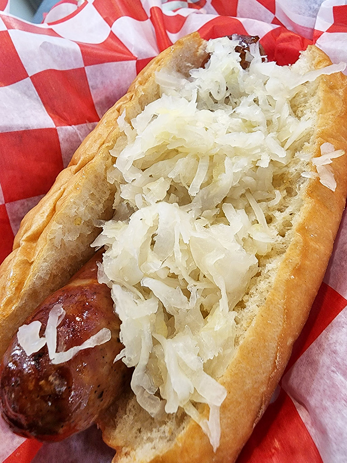 A sauerkraut-laden hot dog that bridges Old World and New. That tangy kraut pile isn't just a topping &ndash; it's a statement about embracing your roots.