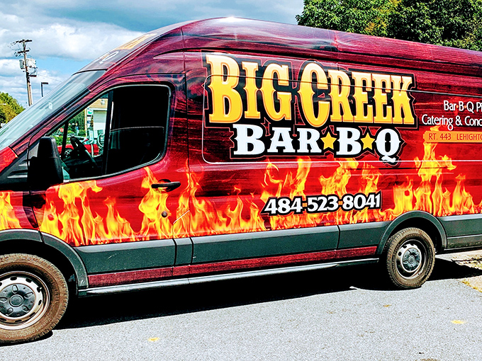 The delivery vehicle: spreading the gospel of good barbecue throughout Lehighton and beyond. A mobile monument to meat mastery.