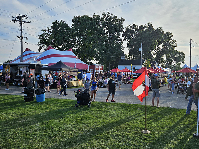 As golden hour bathes the market in warm light, shoppers make their final rounds, hunting for that perfect find before the day's treasures disappear.