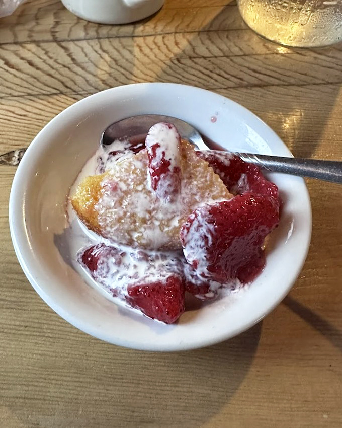 A final sweet surrender: strawberry shortcake that somehow finds room in your impossibly full stomach. The perfect finale to an epic meal.