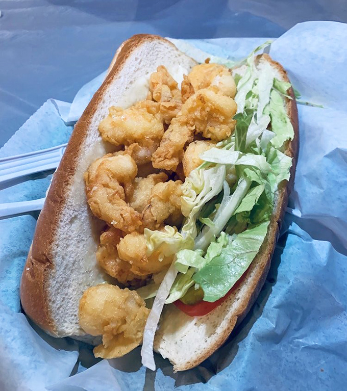 This po' boy is anything but poor in flavor. Crispy shrimp nestled in French bread&mdash;New Orleans tradition that traveled east and found a Florida home.