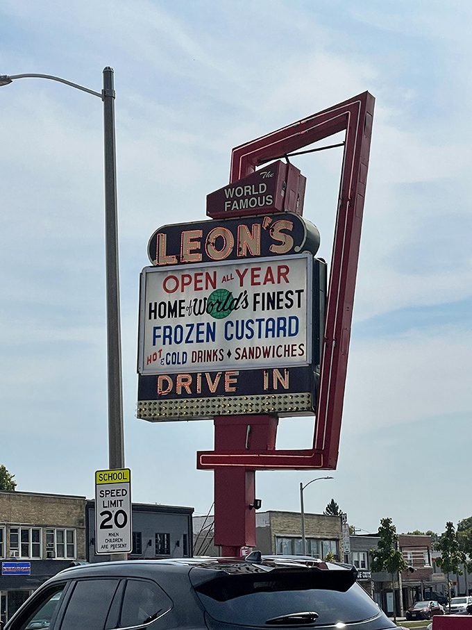 "World Famous" isn't hyperbole when your sign has guided custard pilgrims for generations. This retro marquee is Milwaukee's North Star of sweetness.