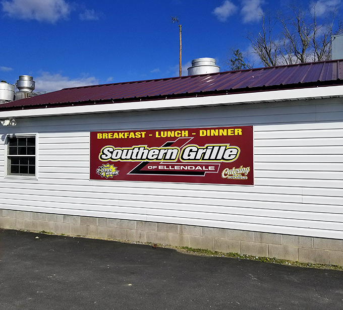The sign says it all: Breakfast, Lunch, Dinner. Three opportunities daily to experience what makes The Southern Grille of Ellendale a Delaware treasure.