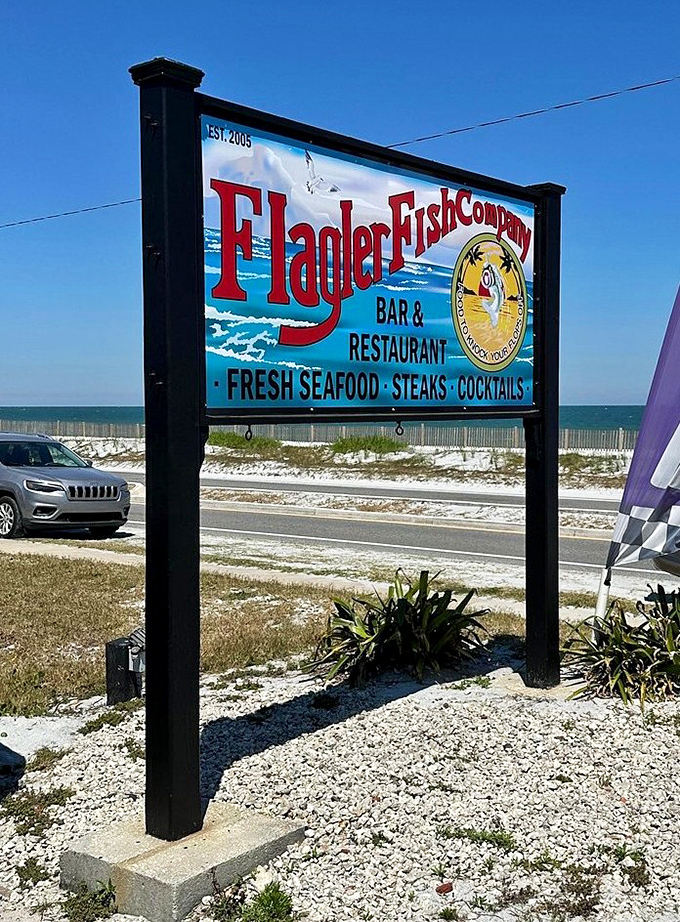 The sign that started it all, promising fresh seafood and actually delivering on every single word.