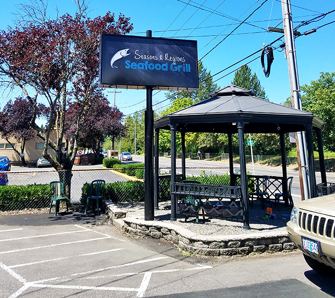 The iconic fish sign stands like a beacon for seafood lovers, guiding hungry Portlanders to their next memorable meal.