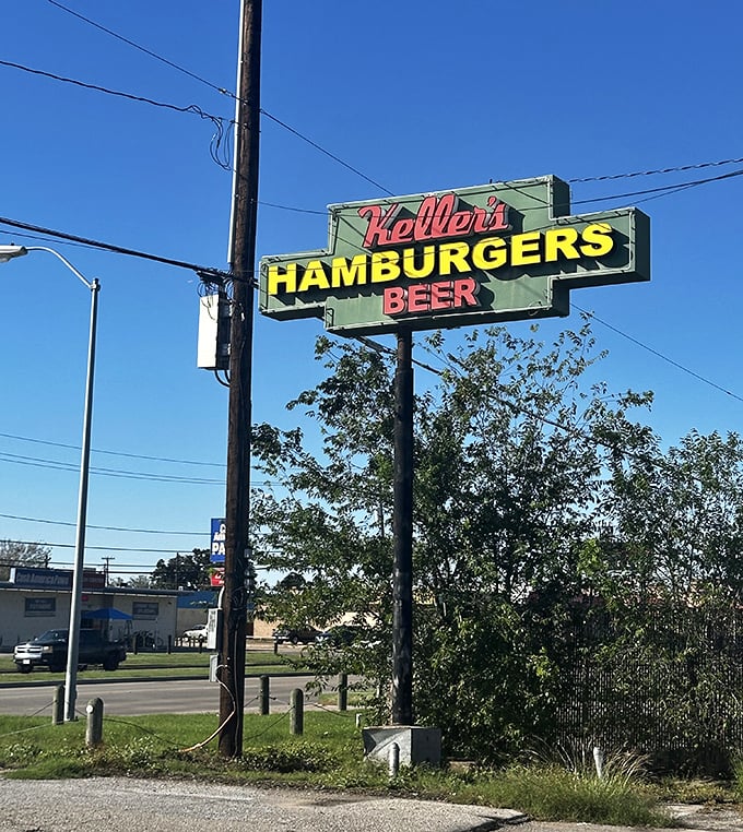 The iconic sign stands tall against the Texas sky, a beacon of burger hope. Three simple words&mdash;Keller's, Hamburgers, Beer&mdash;all you need to know.