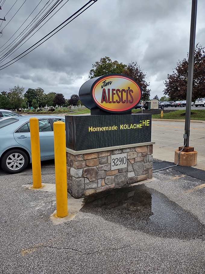 The roadside sign announcing homemade kolache&mdash;because apparently making incredible Italian food wasn't enough, they had to master Czech pastries too.