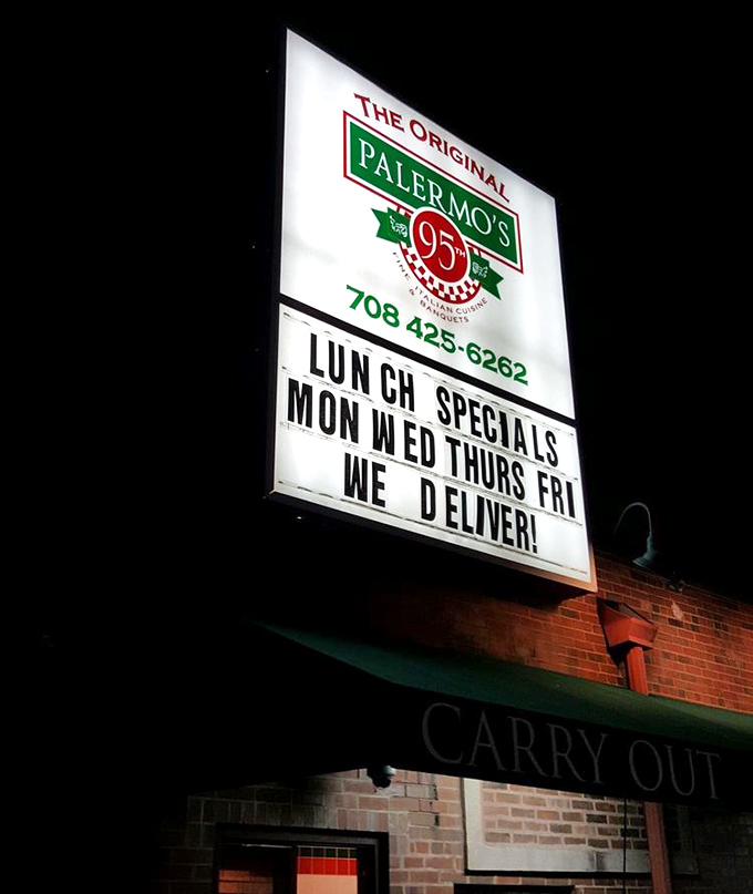 The sign glows like a beacon in the night, promising lunch specials and delivery. Some heroes wear capes; others bring pizza to your door.