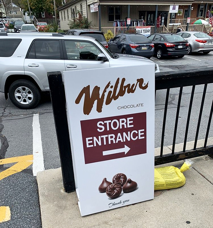 The sign points the way to chocolate nirvana. Like a delicious North Star, it guides chocolate lovers to their sweet destination with unmistakable clarity.
