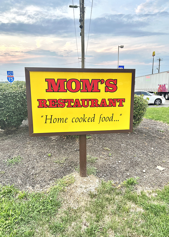 The roadside sign promises "home cooked food" and delivers on every delicious word.