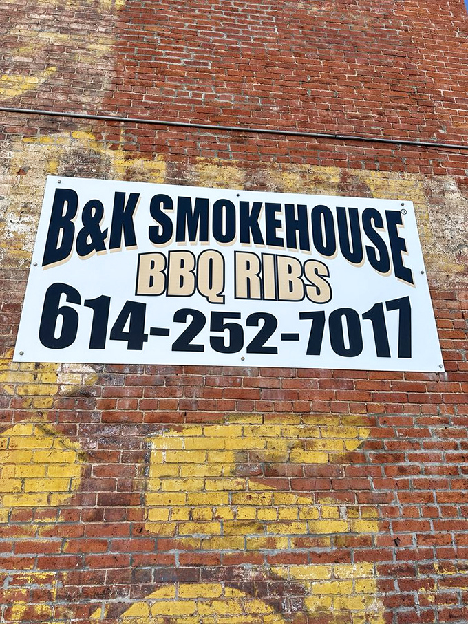 The sign says it all—BBQ RIBS in bold letters. When you know your strength, there's no need for complicated messaging.