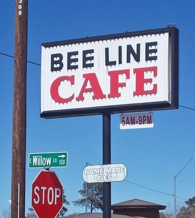 The sign promises "HOME MADE PIES" &ndash; three words that have caused more spontaneous detours than any GPS recalculation ever could.