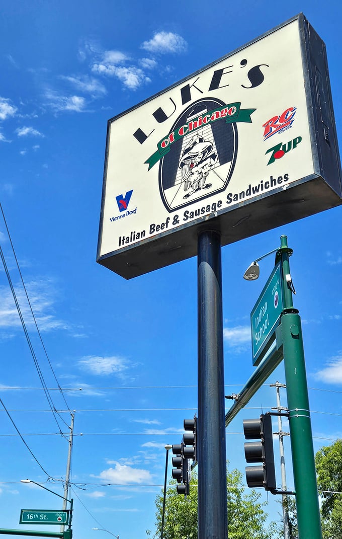 The sign rises against the desert sky, a North Star for sandwich pilgrims seeking authentic Chicago flavors in the Valley of the Sun.