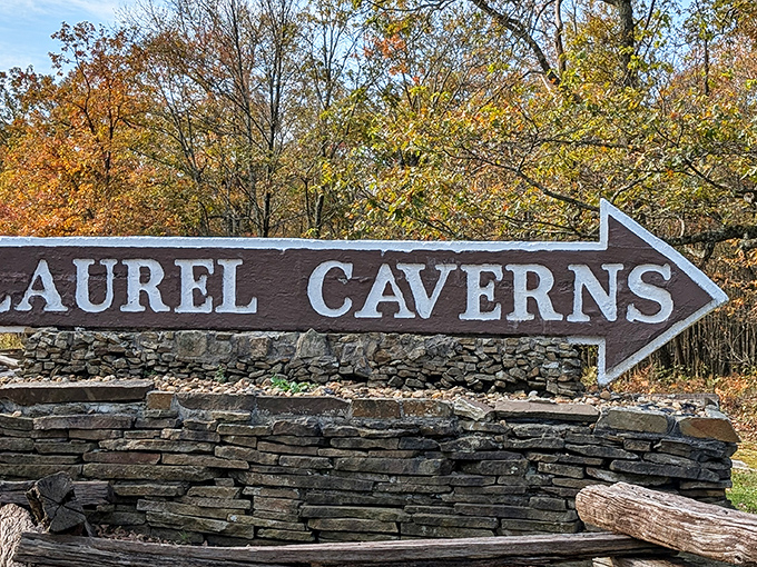 That stone sign marks the entrance to Pennsylvania's most spectacular underground secret waiting below.