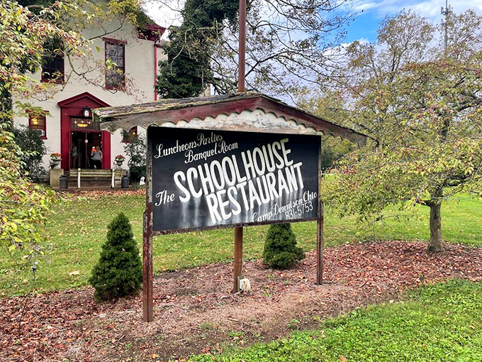 The welcoming signage promises lunch, dinner, and banquet room services &ndash; basically every reason you need to visit this gem.