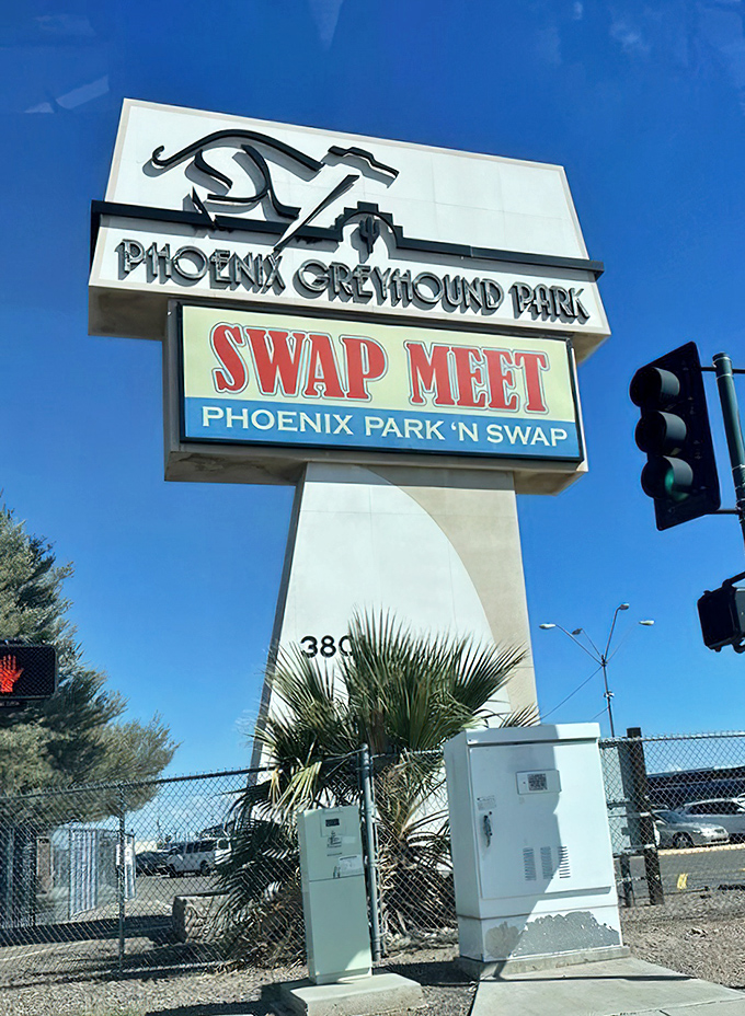 The iconic sign stands tall against the desert sky, a beacon for bargain hunters and a Phoenix landmark that promises adventure within.