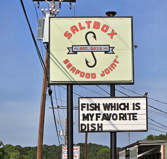 Bold signage announcing serious seafood credentials that this unassuming Durham gem delivers on completely.
