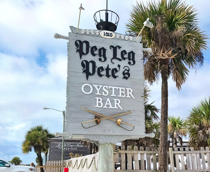 A sign that promises treasures within. Like a maritime X-marks-the-spot, but with better food and fewer sword fights.