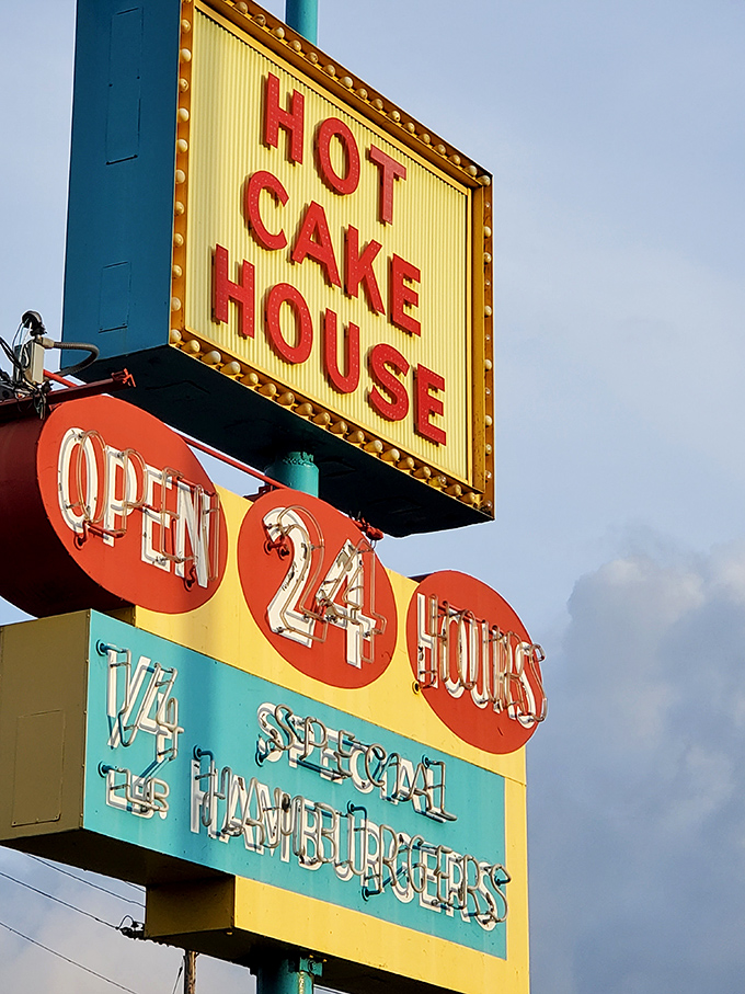 The vintage sign glows like a lighthouse for the breakfast-starved, a 24-hour promise that has guided hungry Portlanders for generations.
