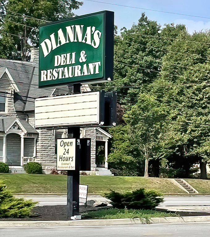 The sign promises "Open 24 Hours" &ndash; three beautiful words that mean breakfast foods are appropriate at absolutely any time of day.
