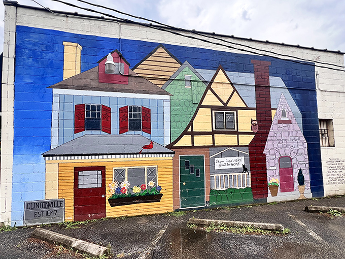 This colorful mural celebrates Clintonville's charm, proving that art and appetite make perfect partners.
