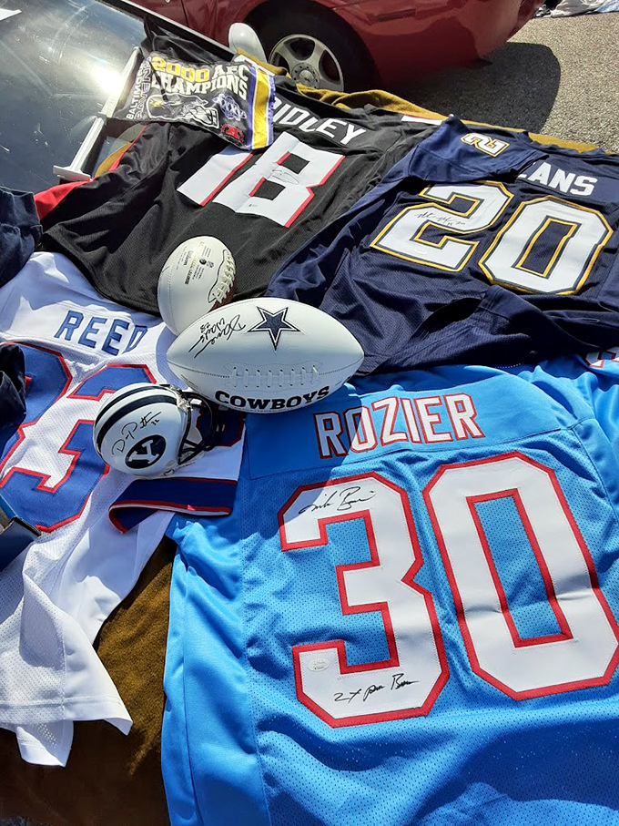 Sports memorabilia that lets you own a piece of the game. That signed Cowboys football might be the conversation starter your den needs.