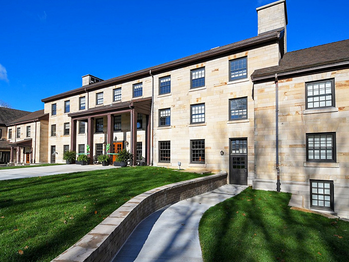 Spring Mill Inn combines limestone elegance with Hoosier hospitality, offering a perfect basecamp for underground adventures.